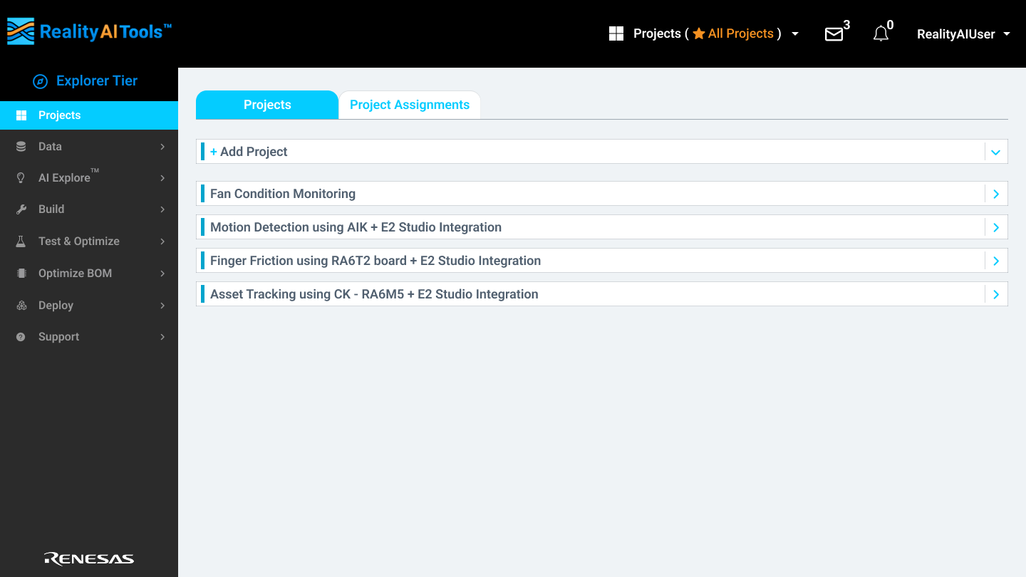 Reality AI Explorer Tier | Renesas